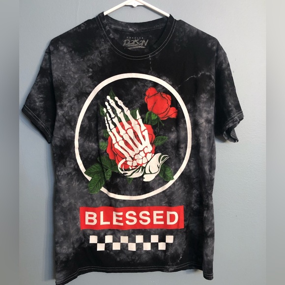 Popular Poison | Tops | Blessed Med Black Tie Dye Tshirt | Poshmark